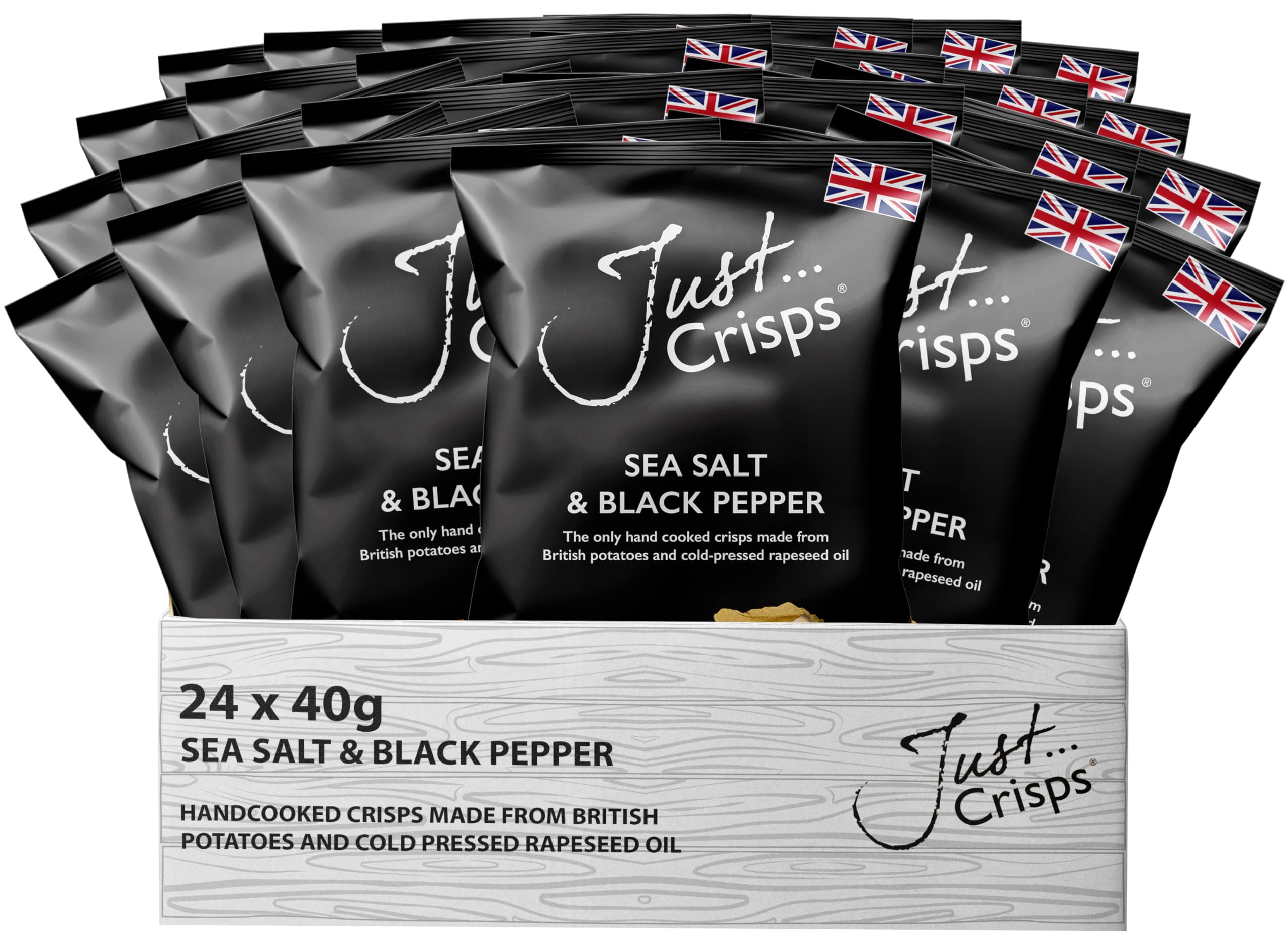 Sea Salt and Black Pepper Crisps 40g (Case of 24) – Just Crisps Ltd